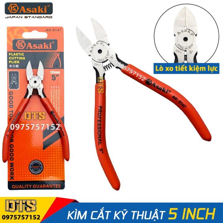 Kìm cắt kỹ thuật 5 inch Asaki JAPAN AK-8147 135mm, thép CR-V độ cứng ...