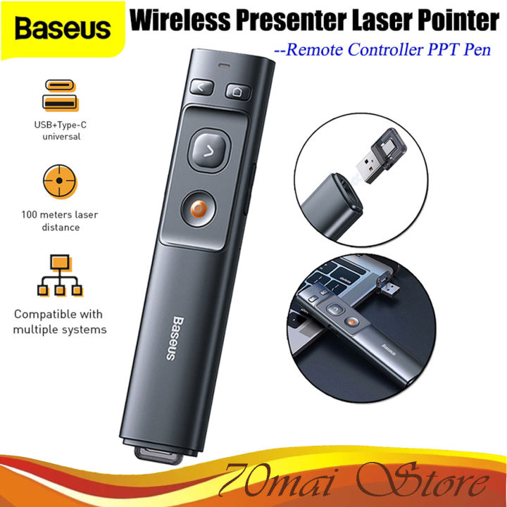 Baseus Wireless Presenter Laser Pointer 2.4GHz Type-C Remote Controller ...