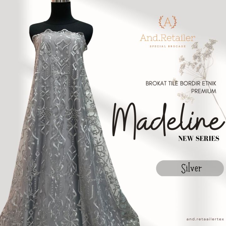 Kain Bahan Kebaya Brokat Tile Etnik Madeline New Warna Silver | Lazada ...