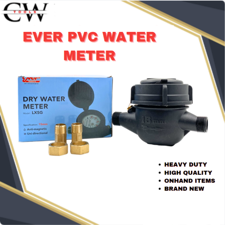 EVER Original BLACK PVC Water Meter Heavy Duty Dry Type Water Sub Meter ...
