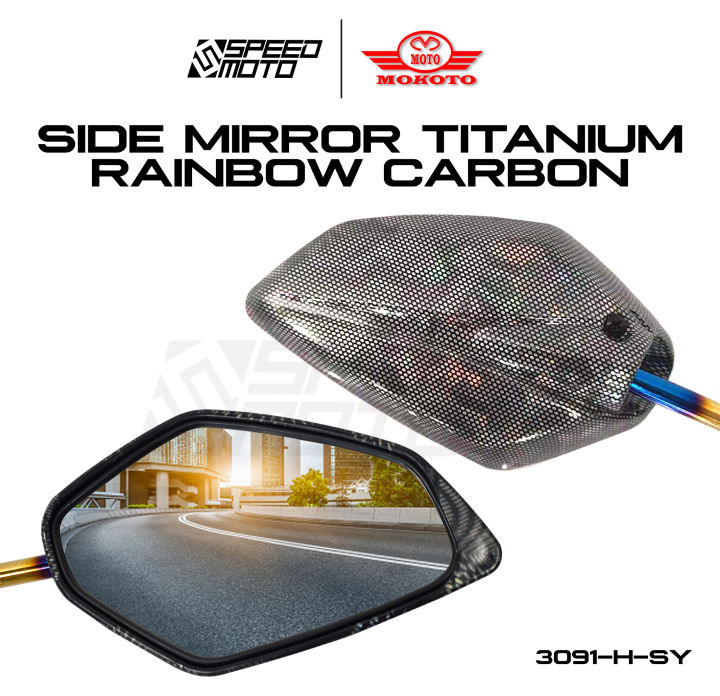 MOKOTO CARBON TITANIUM RAINBOW SIDE MIRROR 10MM LONG STEM 3091H-SH ...