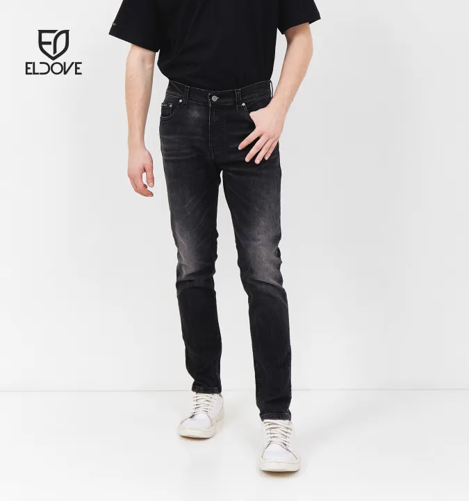 Eldove Denim Jeans Stretch Dark Grey / Black Snow 2057 | Lazada Indonesia