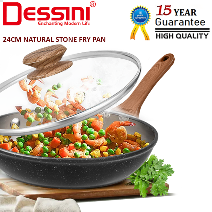 DESSINI ITALY Natural Stone 24CM Frying Pan Die Cast Aluminium ...