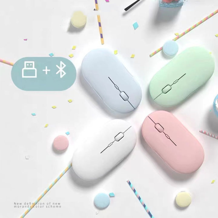 เมาส์พาสเทล ⚡️เมาส์ไร้สาย 2.4ghz ไร้เสียง แบตในตัว เม้าส์ macaron สีสวย ...