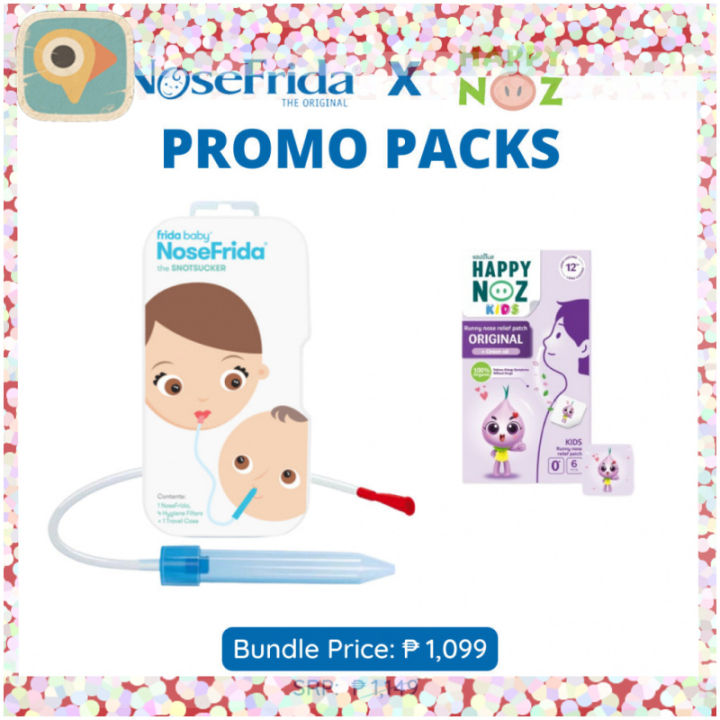 Happy Noz x NoseFrida Aspirator Promo Pack (Nose Frida Nasal Aspirator and HappyNoz Relief Patch ...
