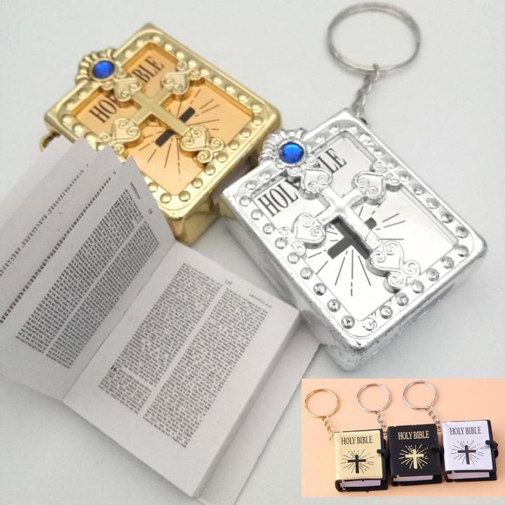 Mini HOLY BIBLE Christian Jesus Cross Keychain Religious Key Ring ...