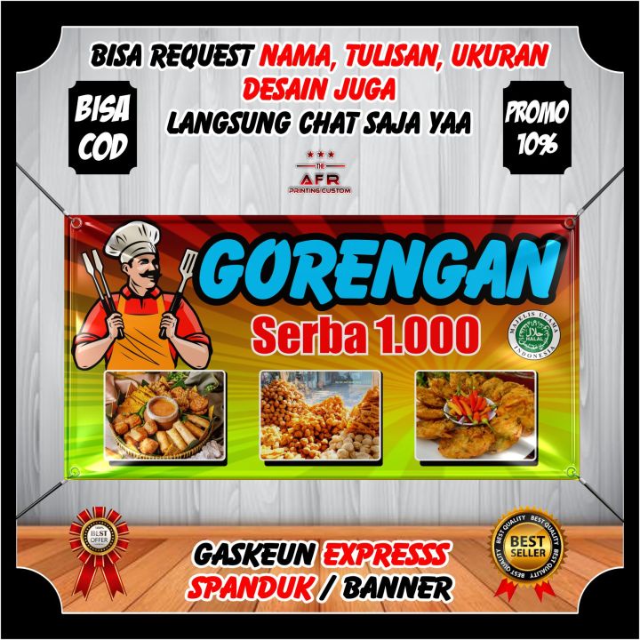 spanduk banner backdrop gorengan keren viral - banner benner jualan ...