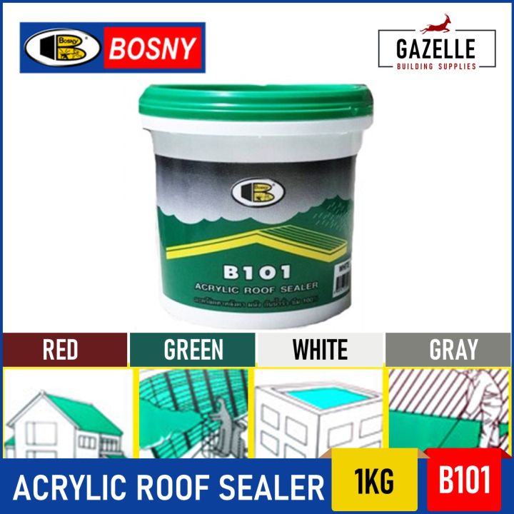 Bosny Acrylic Roof Sealer B101 Signal Red / Deep Green / White / Primer ...