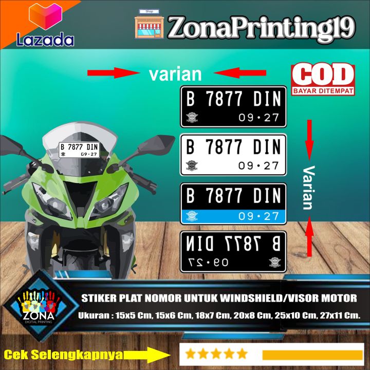 STIKER PLAT NOMOR MENYALA UNTUK WINDSHIELD Atau VISOR MOTOR | Lazada ...