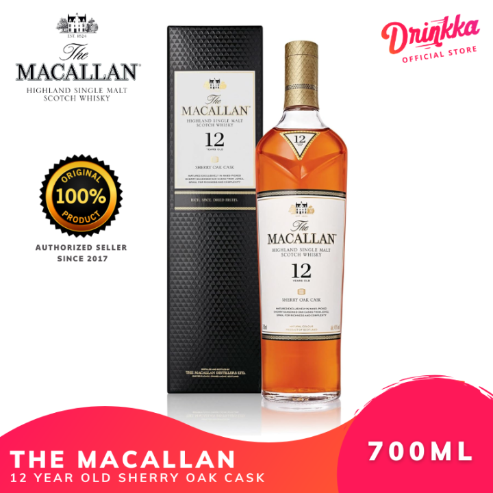 Macallan 12 Year Old Sherry Oak Cask Highland Single Malt Scotch Whisky ...