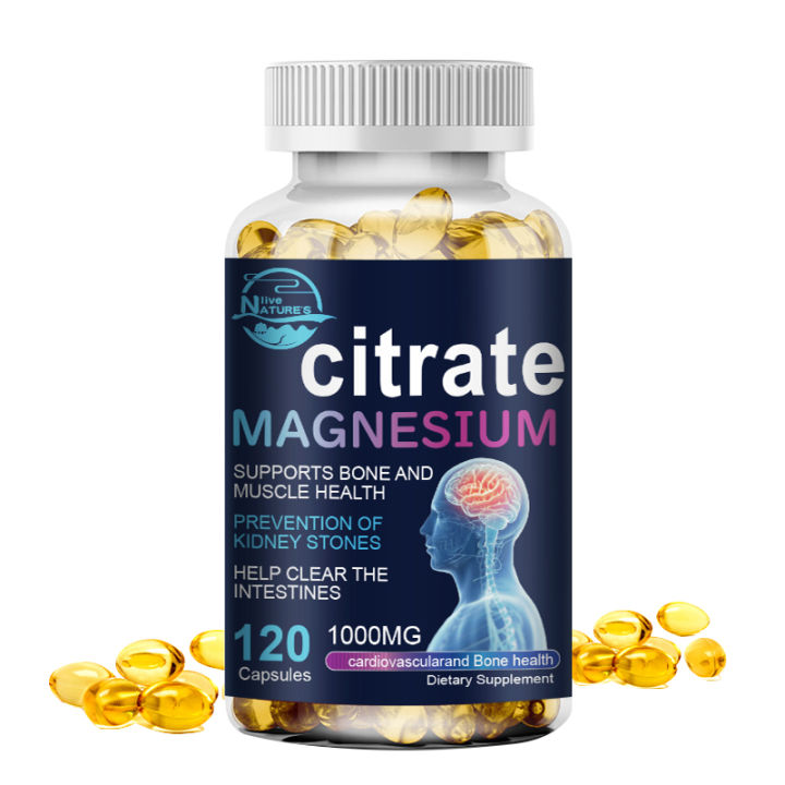 120 Capsules Magnesium Citrate 1000mg Sleep Support, Heart & Bone ...