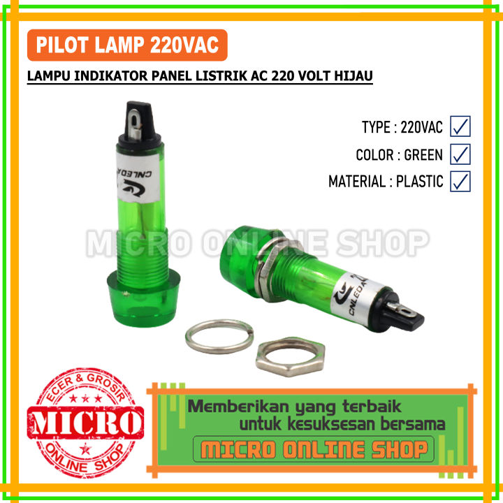 PAKET 2 PCS Pilot Lamp AC 220V Warna Hijau / Lampu Panel Listrik ...