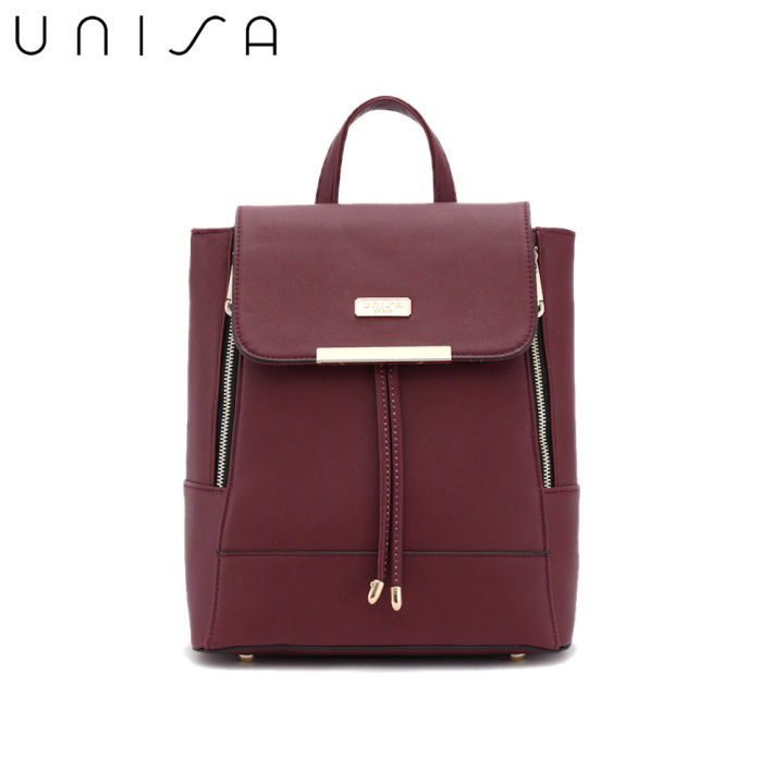 UNISA Faux Leather Backpack With Flap Over (Black/Brown/Maroon/Taupe ...