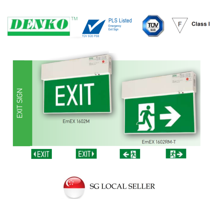 Denko EmEX LED Slim Emergency Exit Sign Single Sided | Lazada Singapore