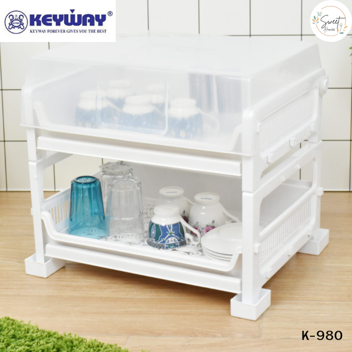 Keyway รุ่น K-980 ชุดคว่ำแก้ว 2 ชั้น มีที่รองน้ำกันแมลง | Lazada.co.th