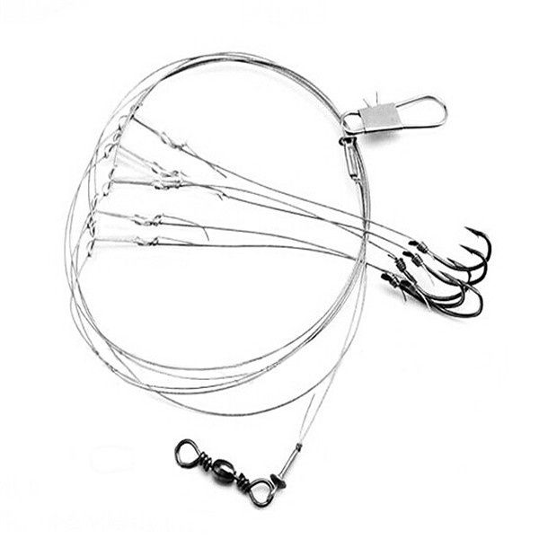 สร้อยร้อนขาย sharphook กับ 5 เบ็ดขนาดเล็กสแตนเลสตกปลาสตริงตะขอ 7-11 ...