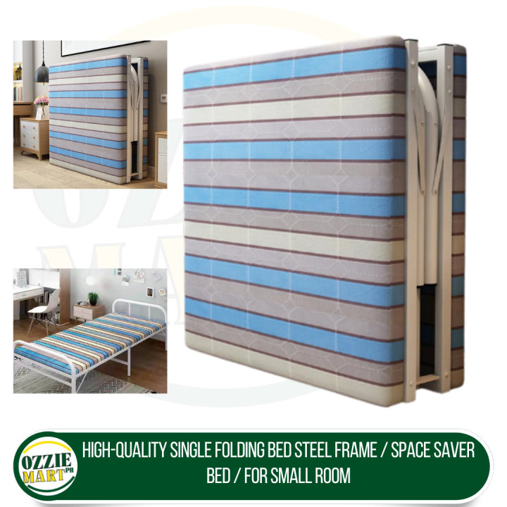 OZZIEMART.PH SINGLE FOLDING BED STEEL FRAME Fold-able Bed Space saver ...