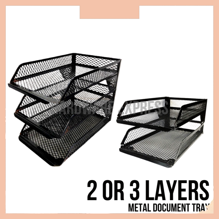 Industrial-Grade Black Metal File Tray - 3-Tier Stackable Organizer for ...