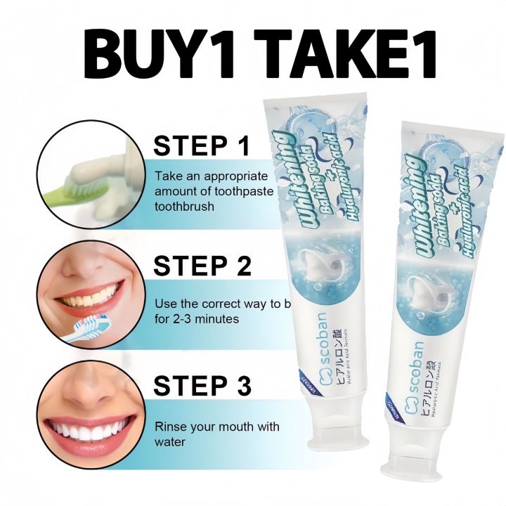 Scoban Whitening Toothpaste with Hyaluronic Acid and Baking Soda for ...