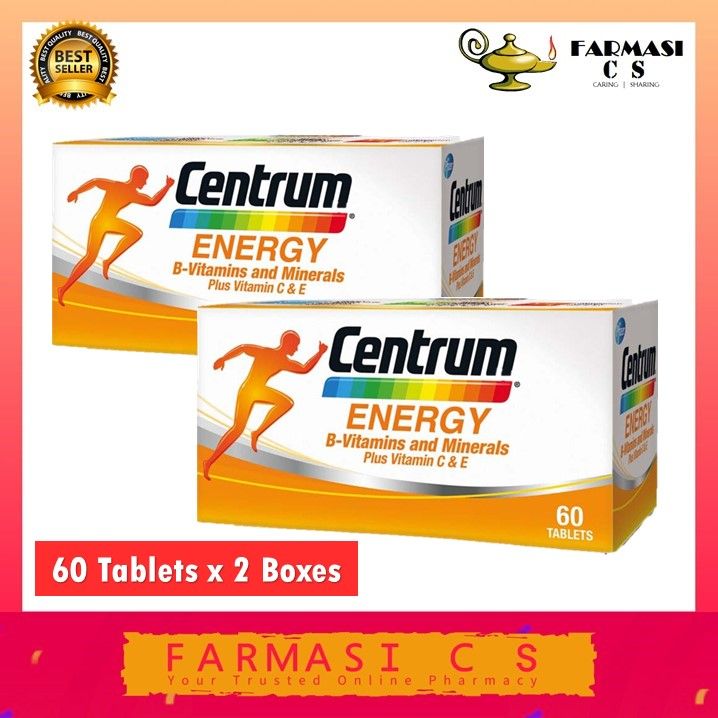 Centrum Energy B-Vitamins and Minerals Plus Vitamin C & E 60 Tablets x ...