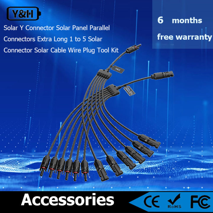 Y&H Solar Y Connector Solar Panel Parallel Connectors Extra Long 1 to 5 ...