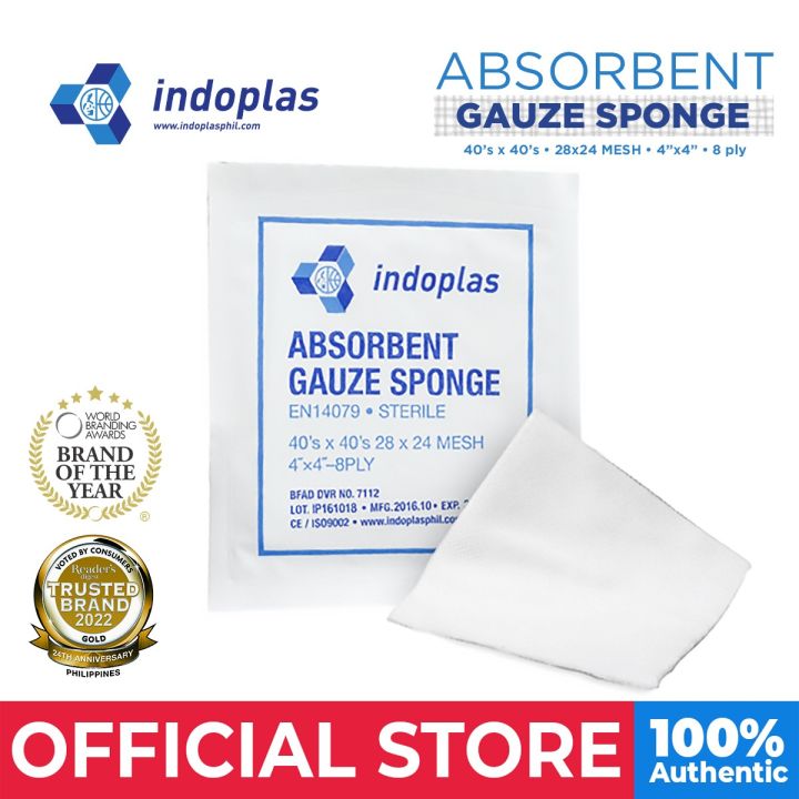 Indoplas Absorbent Gauze Sponge Pad 4x4 Sterile Box of 100 | Lazada PH