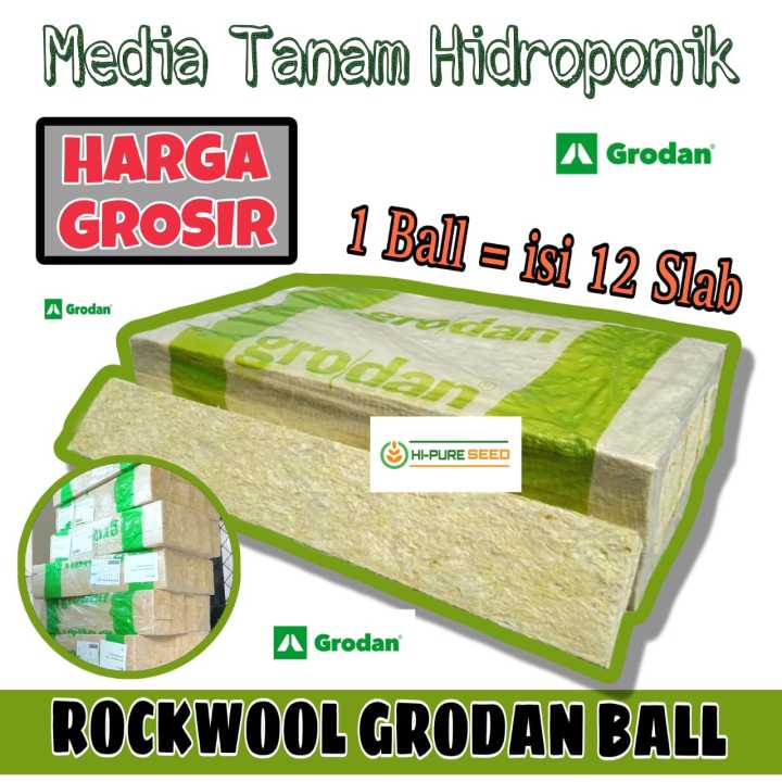 ROCKWOOL MEDIA TANAM HIDROPONIK 1 BAL BALL BALE ISI 12 SLAB MERK GRODAN ...