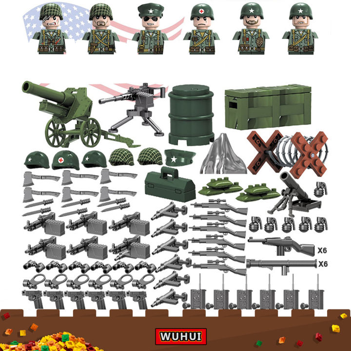 WUHUI 6PCS SWAT Military Army WW2 Minifigures Toy Building Kit Building ...