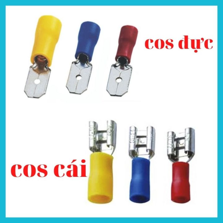 100 Đầu Cos Cái đực Dùng Cho Dây 1 5 2 5mm Cosse Bọc Nhựa Rộng 6 3