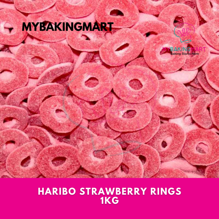 Haribo Strawberry Rings Halal Gummy 1kg - Original Packaging | Lazada