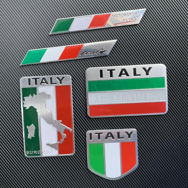 2 แพ็คอลูมิเนียมอิตาเลี่ยนธงสติกเกอร์ Grille Badge รูปลอกรถจักรยานยนต์ ...