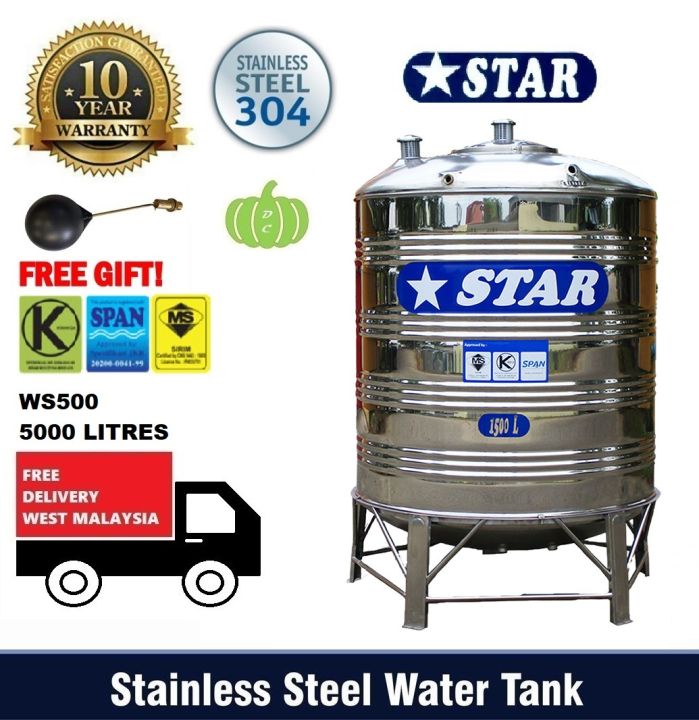 Star 304 Stainless Steel Water Tank With Stand 5000 Litres WS500 | Lazada
