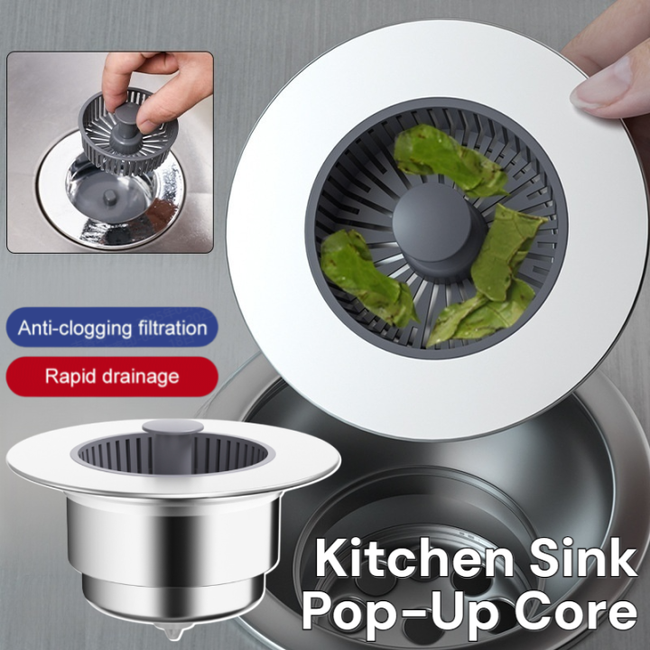 Kitchen Stainless Steel Sink Water Leakage Plug Anticlogging Strainer ...