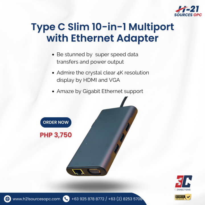 3C CONNECTION USB C 3.0 TYPE C HUB 10 IN 1 / H21 SOURCES/ With 4K 60Hz ...