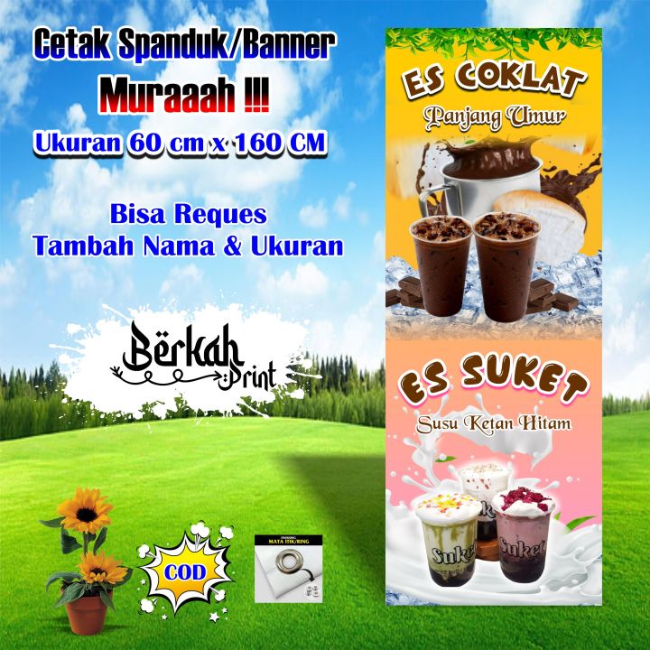 Spanduk Banner Es Suket Susu Ketan Hitam & Es Coklat Ukuran 60 cm x 160 ...