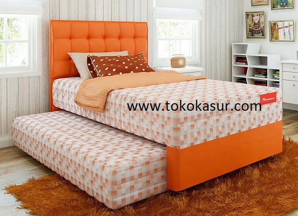 Romance Spring Bed 2 In 1 Rainbow Komplit Set - Warna Orange - 100X200 ...
