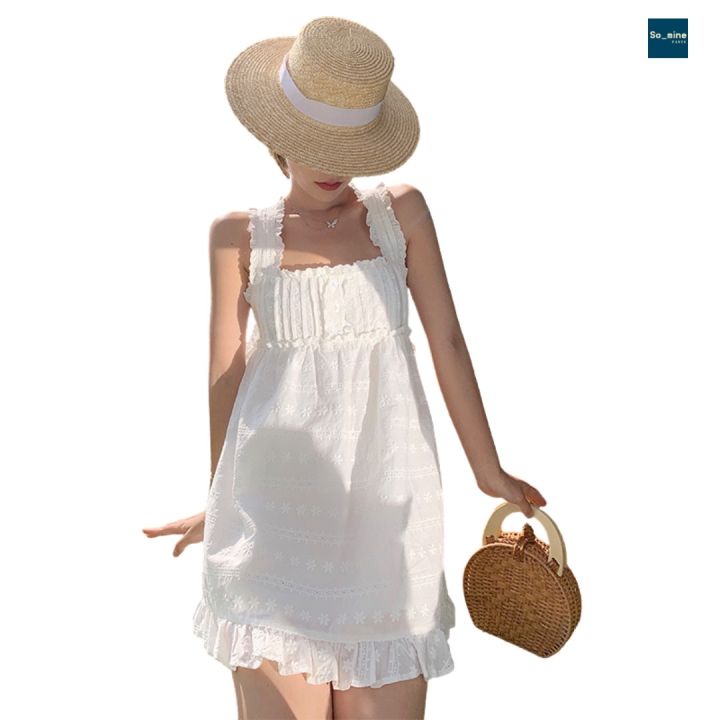 So_mine เดรสลูกไม้ สีขาว ผ้านิ่ม เว้าหลัง พร้อมส่งด่วน รุ่น S01 พร้อม ...