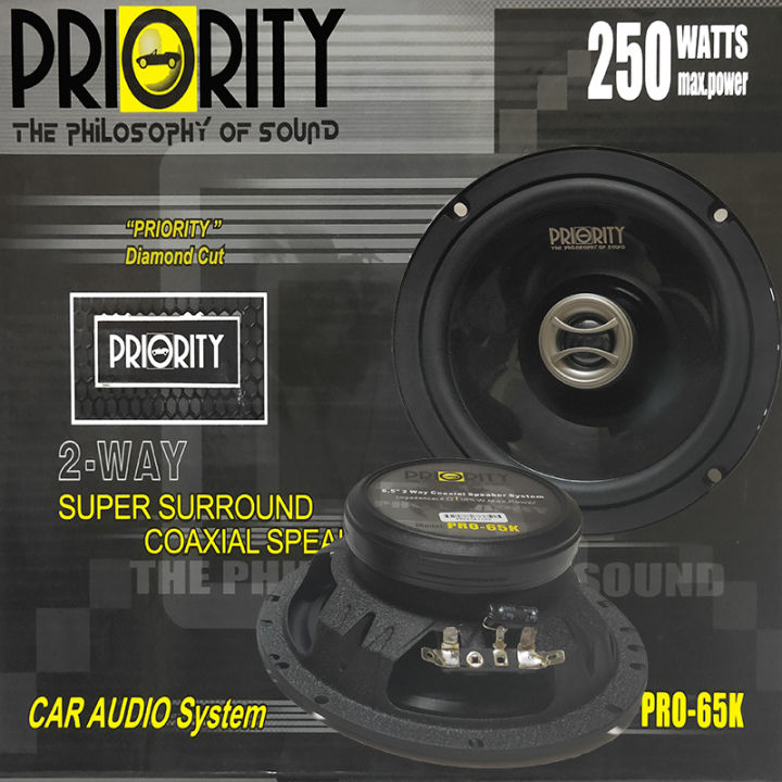 PRIORITY PRO-65KN ลำโพงแกนร่วมติดรถยนต์ ขนาด 6.5 นิ้ว 2 ทาง 250w 1 คู่ | Lazada.co.th