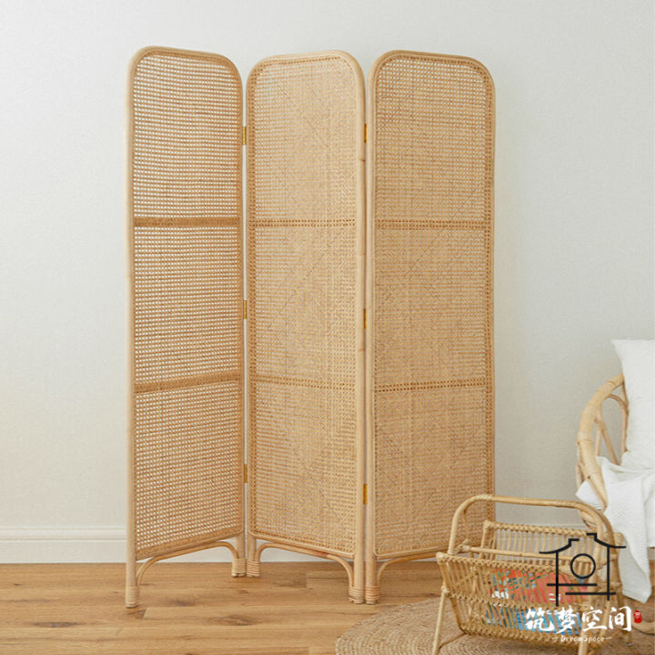 Nordic ins rattan screen partitions the living room and blocks the ...