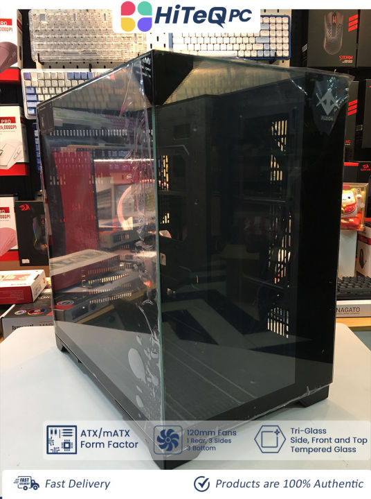 HiteqPC | ATX Tri-Glass Dual Chamber PC Case w/ Free 3 x 120mm RGB Fans ...