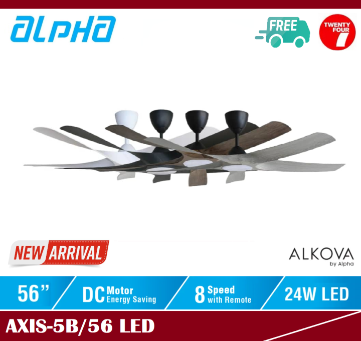 ALPHA Alkova - AXIS 5B 56 Inch LED DC Motor Ceiling Fan with 5 Blades ...