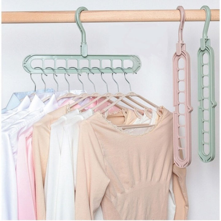 [SG SELLER]Multifunctional Nine-hole Hanger Household Storage Closet ...