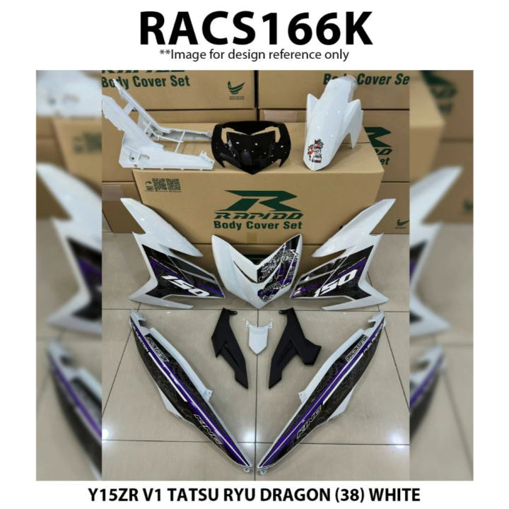 Cover Set Rapido Y15ZR V1 V2 Yamaha TATSU RYU DRAGON (38) Black White ...