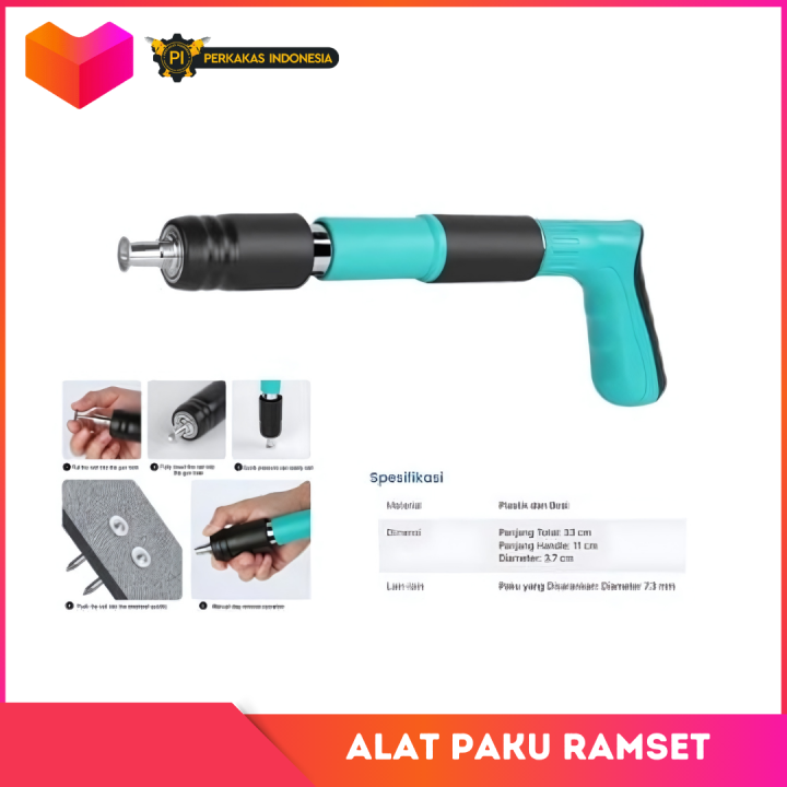 Alat Paku Tembak Rivet Beton Ramset 7,3mm Stampset Paku Tembok Besi Cor ...