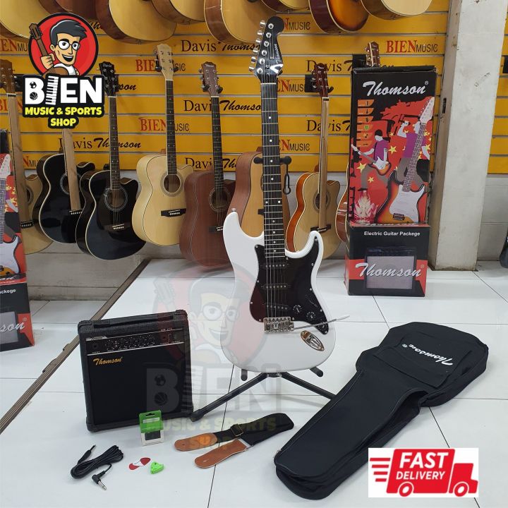 THOMSON STRATO ELECTRIC GUITAR PACKAGE 2022 BLACK AMP SERIES (BLACK AND ...