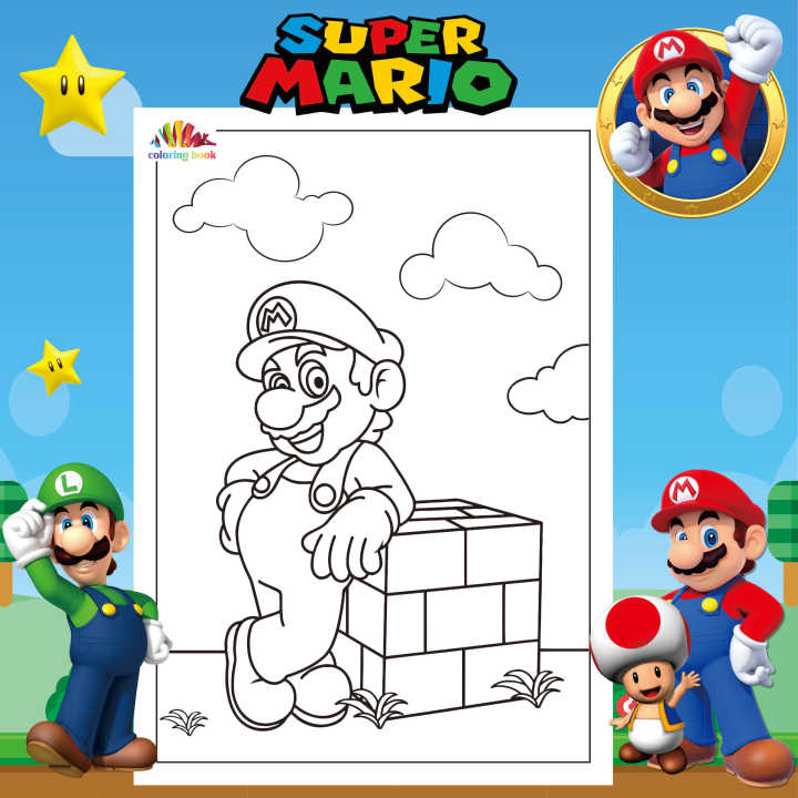 KERTAS MEWARNAI / COLORING / KERTAS GAMBAR / MARIO BROS | Lazada Indonesia