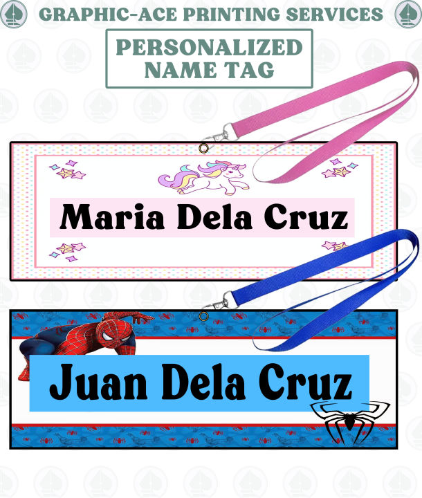 (2 for 100) Personalized Name Tag Modern Laminated Cartoon Anime Kids ...