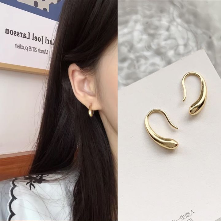 Ins ต่างหูสตั๊ด ทอง 18K จี้รูปหยดน้ํา ขนาดเล็ก เรียบง่าย สไตล์เกาหลี | Lazada.co.th