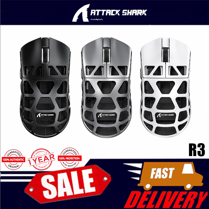 ATTACK SHARK R3 Wireless Gaming Mouse,PAW3395 Up to 26K DPI 8KHz Return ...