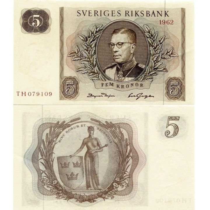 Original Sweden 5 Krona Old Paper Money 1954-1963 Banknotes ...
